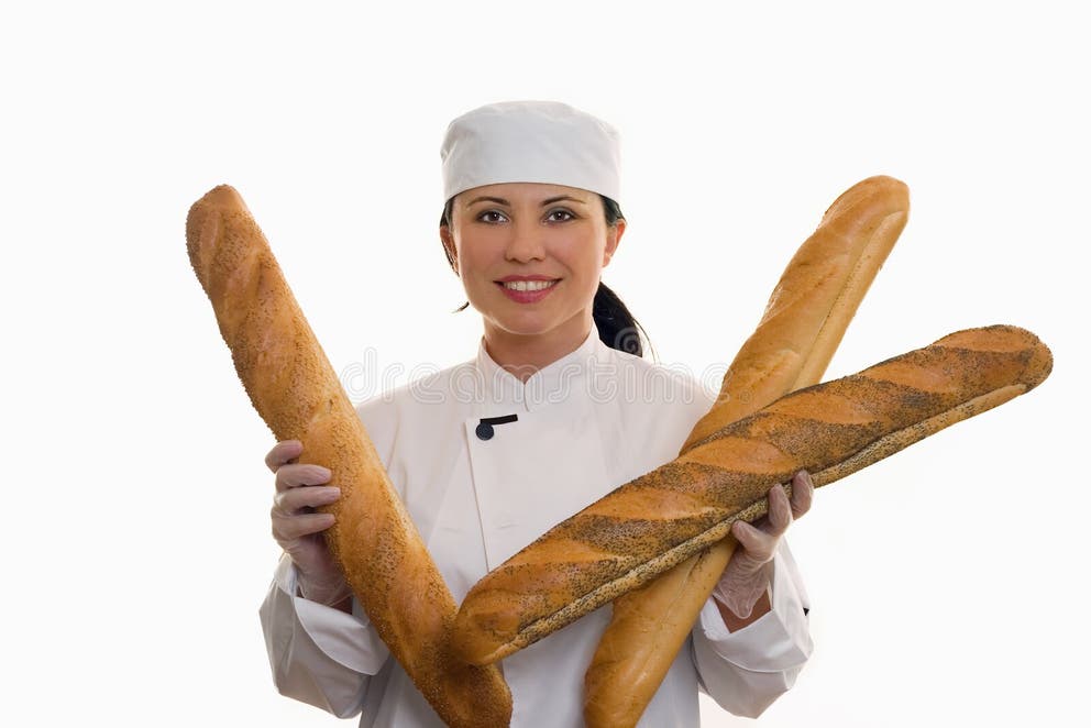 Baker with long rolls stock image. Image of staple, chef - 716143