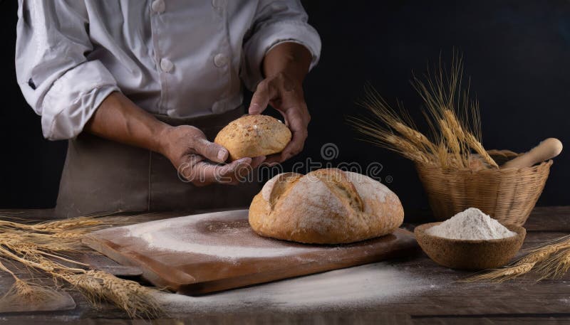 Baker Making Bread in an Artisan Bakery. Generated with AI Stock ...