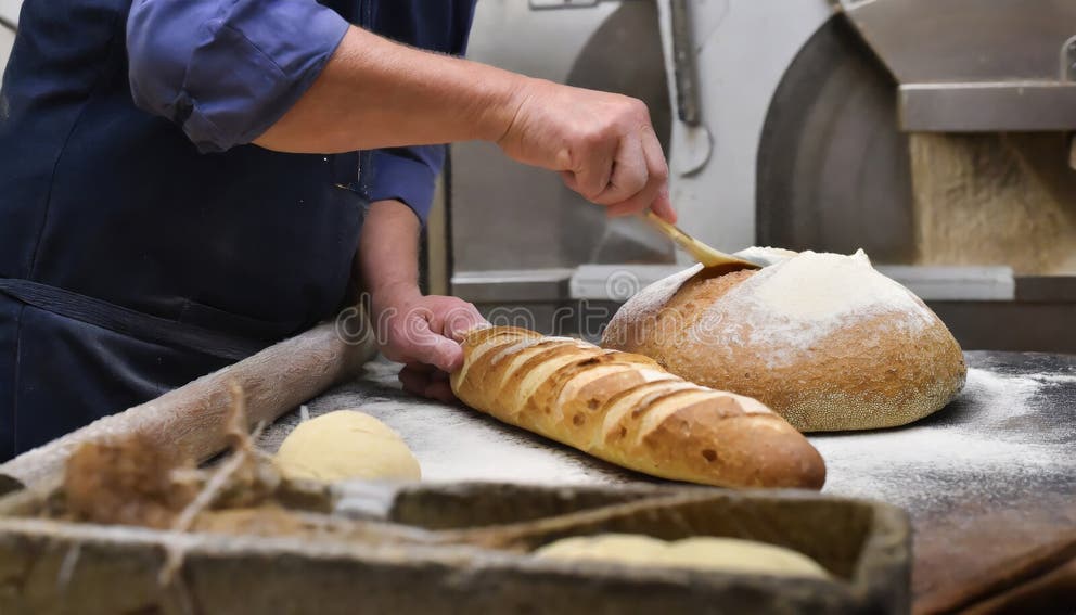 A Baker Making Bread in an Artisan Bakery. Generated with AI Stock ...