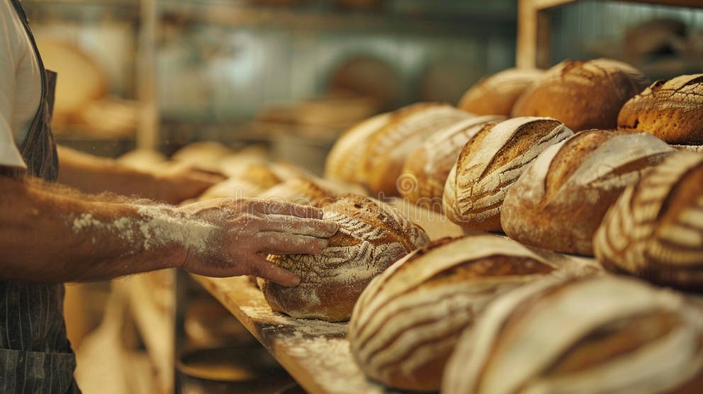 A Baker is Making Bread in a Bakery. Generative AI Stock Illustration ...