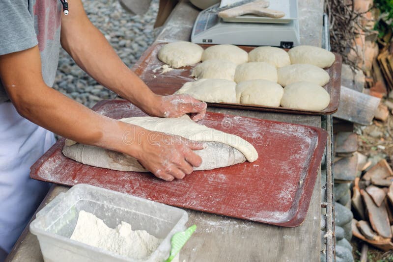 Baker Making Dough for Bread Stock Photo - Image of organic, making ...