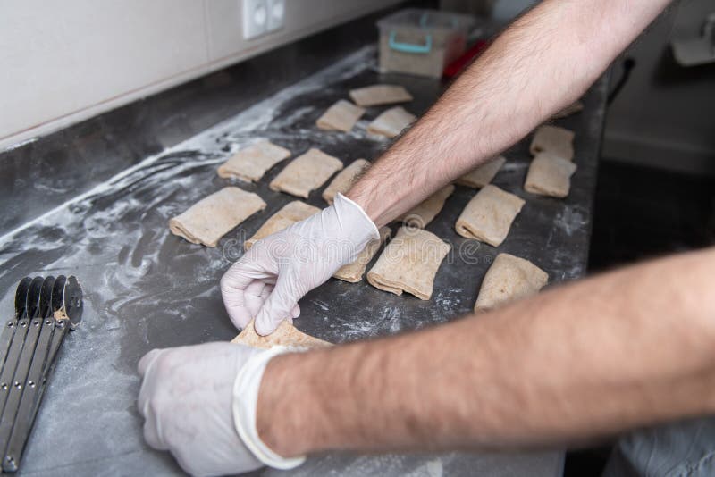 Baker Making Sweet Snack before Going To Oven Stock Photo - Image of ...