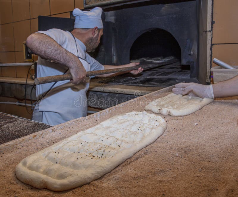A Baker Making Turkish Pita Bread. Bakery,Turkish Pita Bread Making ...