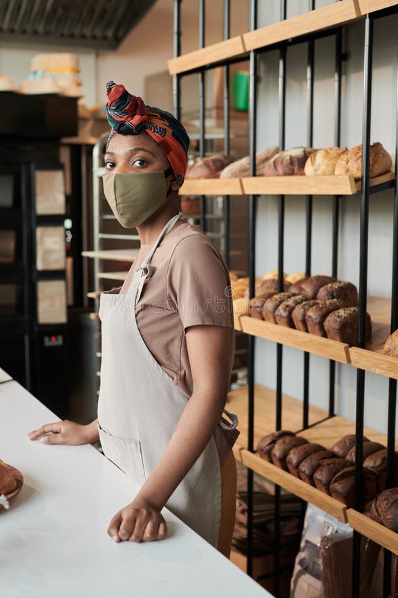 Baker in Mask Working in Bakery Stock Image - Image of occupation ...
