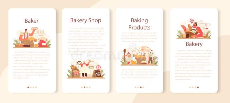 Baker Mobile Application Banner Set. Chef in the Uniform Baking Stock ...