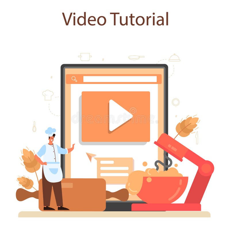 Baker Online Service or Platform. Chef in the Uniform Baking Stock ...