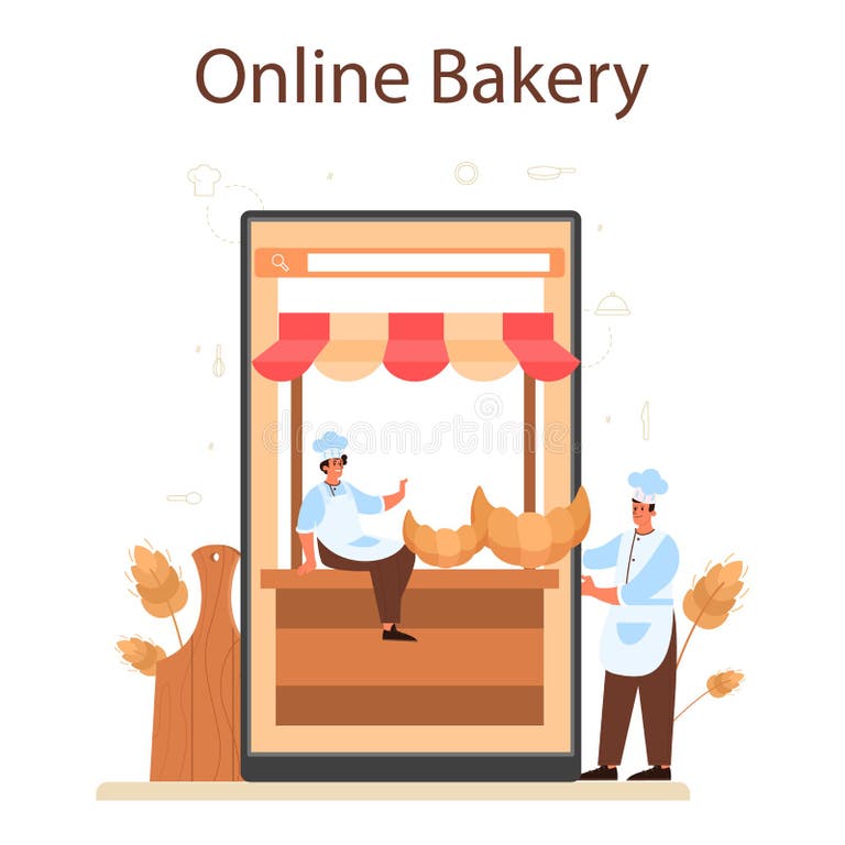 Baker Online Service or Platform. Chef in the Uniform Baking Stock ...