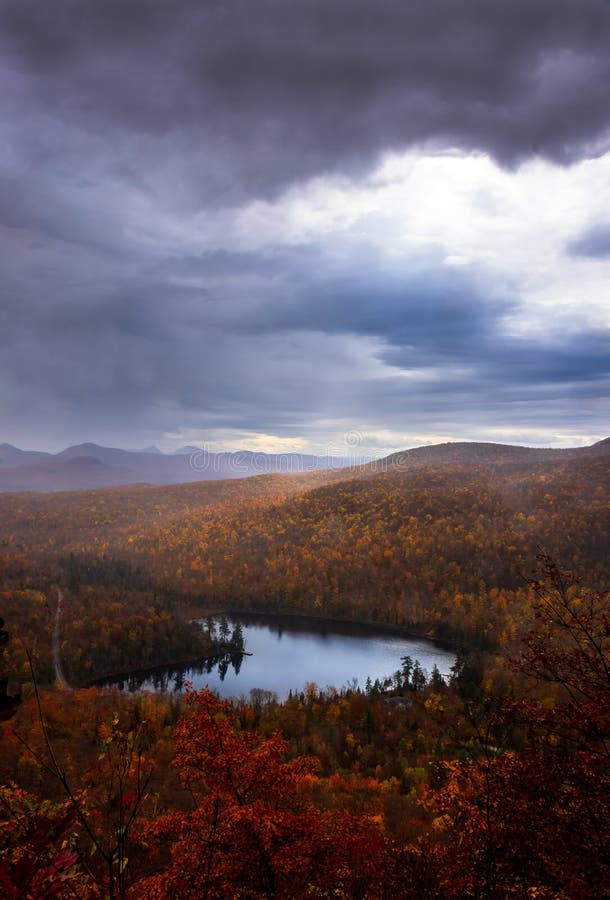 Baker Pond, Heart-shaped, in Autumn in the Eastern Townships, Quebec ...