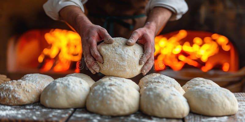 A Baker Prepares Dough for Bread Baking, Ready To Be Placed in a Hot ...