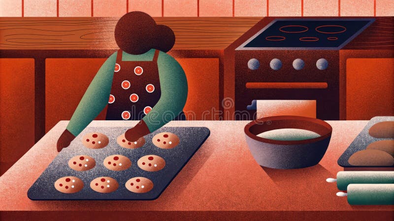 Baker Preparing Fresh Cookies in a Cozy Rustic Kitchen Stock Image ...