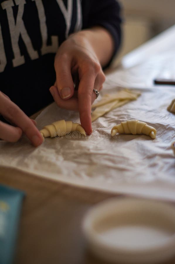 Baker Rolling Dough and Making Croissant Stock Image - Image of cooking ...