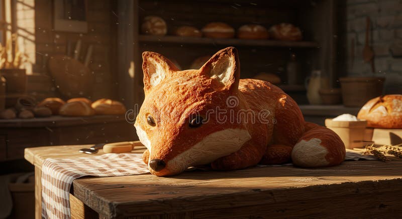 The Baker S Fox: a Delightful Bread Sculpture in a Rustic Bakery Stock ...