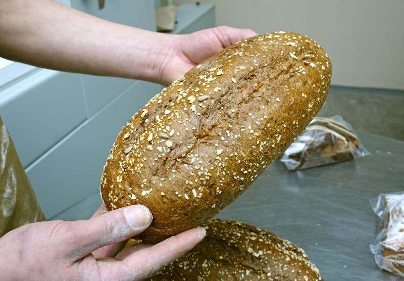 Baker S Hands Keeping Fresh Baked Bread, Bakery Stock Photo - Image of ...