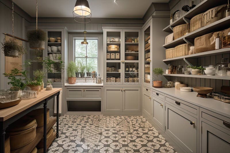 A Baker S Kitchen, with Meticulously Organized Pantry and Cabinets ...