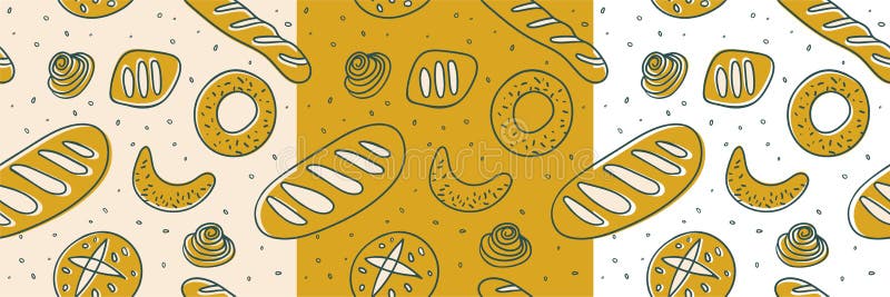 Baker Shop Background with Hand-drawn Vector Illustrations. Stock ...