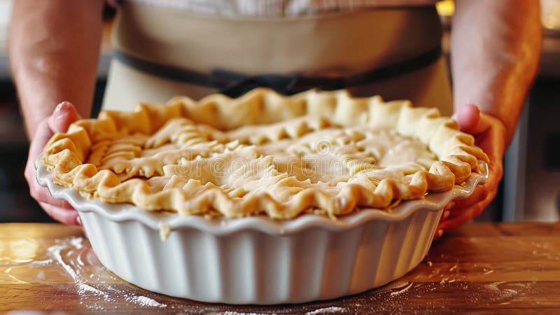 A Baker Showcases a Freshly Made Pie Crust Ready for Filling in a ...