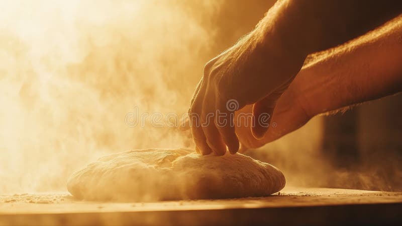 Baker Skillfully Pulling Freshly Baked Bread from the Oven with Steam ...