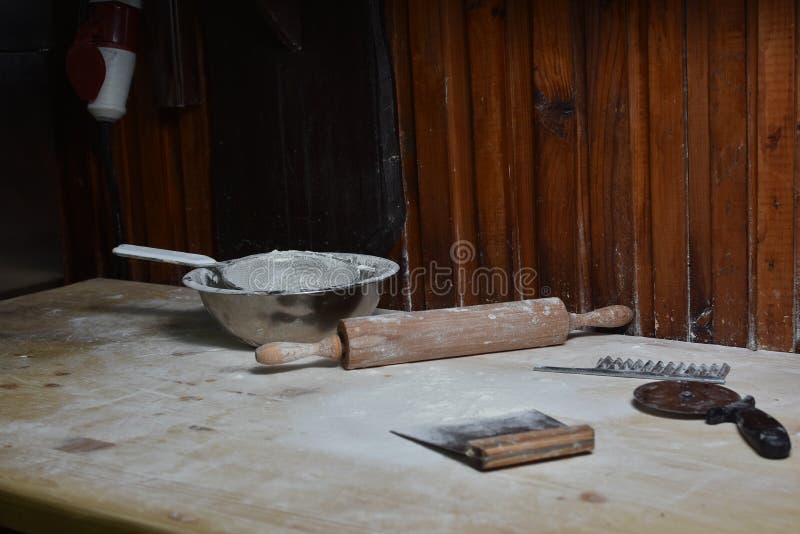 Baker Table with Baking Accessories for Different Types of Bread Stock ...