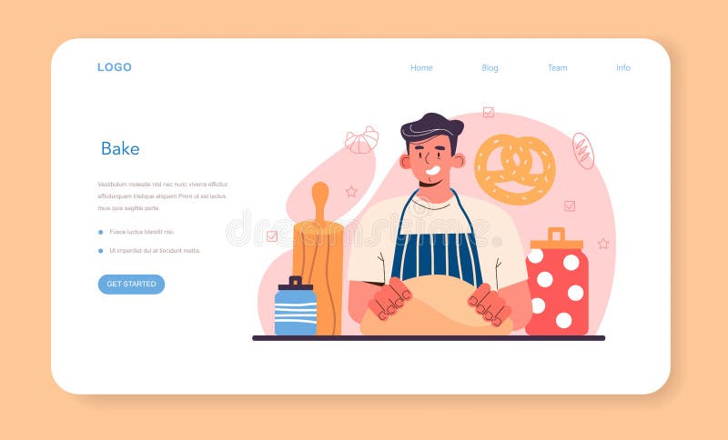Baker Web Banner or Landing Page. Chef in the Uniform Baking Bread ...