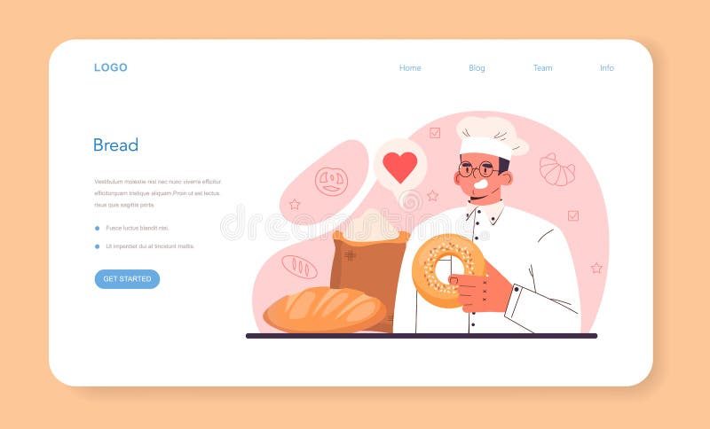 Baker Web Banner or Landing Page. Chef in the Uniform Baking Bread ...