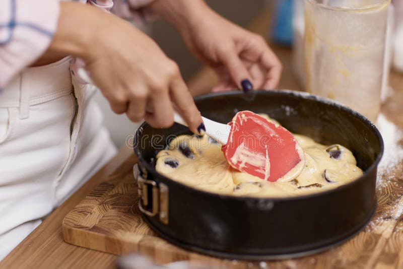 Baker Woman Preparing Pie in Modern Kitchen Stock Photo - Image of ...
