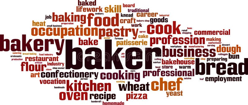 Baker word cloud stock vector. Illustration of career - 189340479