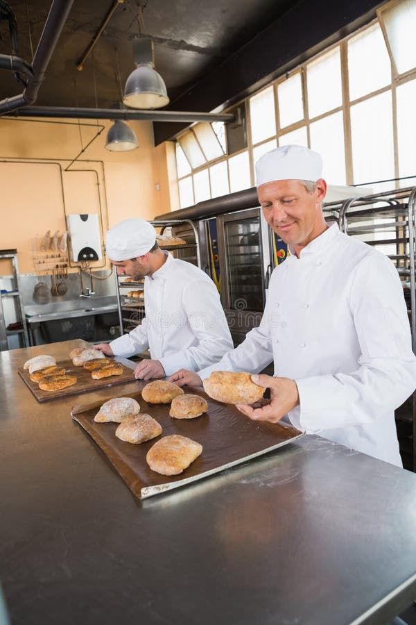 Bakers Checking Freshly Baked Bread Stock Image - Image of industry ...