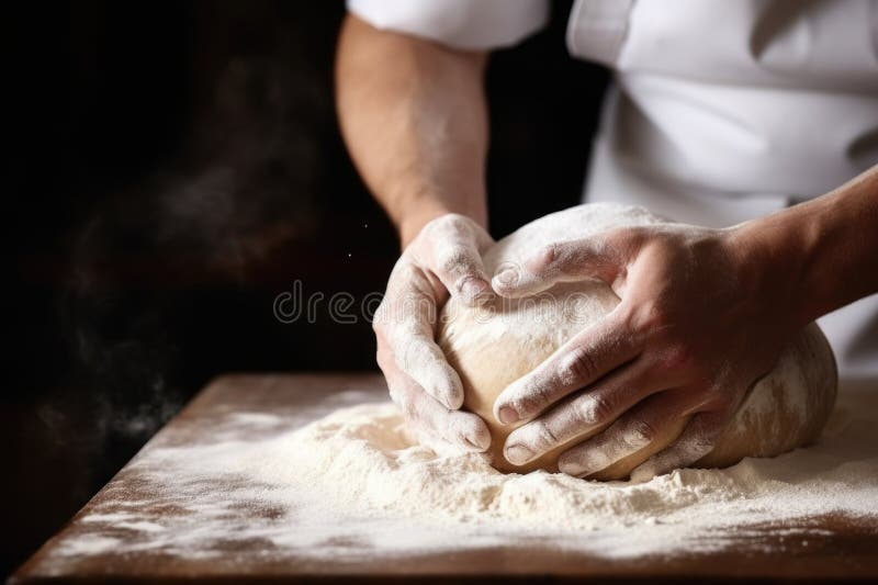 Bakers Hands Kneading Bread Dough in Bakery Stock Illustration ...