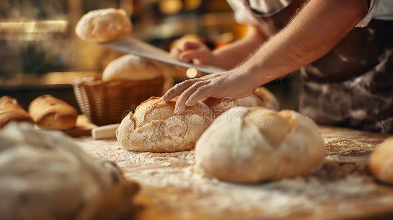 Bakers Shaping Loaves of Bread in a Bakery Stock Illustration ...
