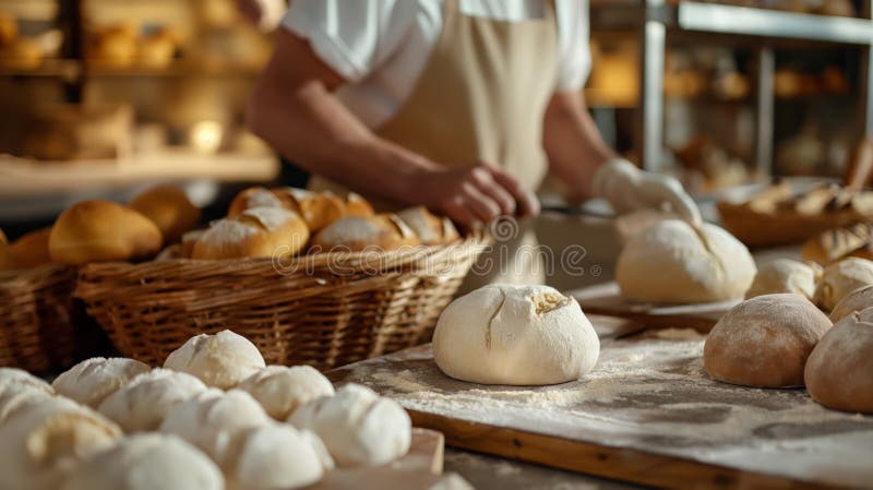 Bakers Shaping Loaves of Bread in a Bakery Stock Image - Image of ...