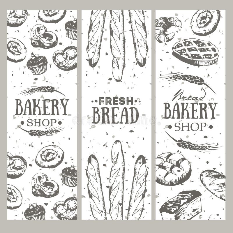 Bakery Background. Bread Banner Collection. Stock Vector - Illustration ...