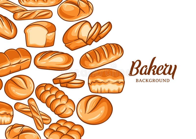 Bakery Background with Colorful Bread Vector Illustration Stock Vector ...