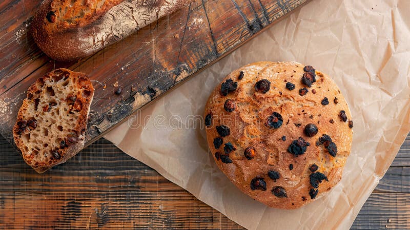 Bakery Background with Freshly Baked Bread and Empty Space for Text or ...