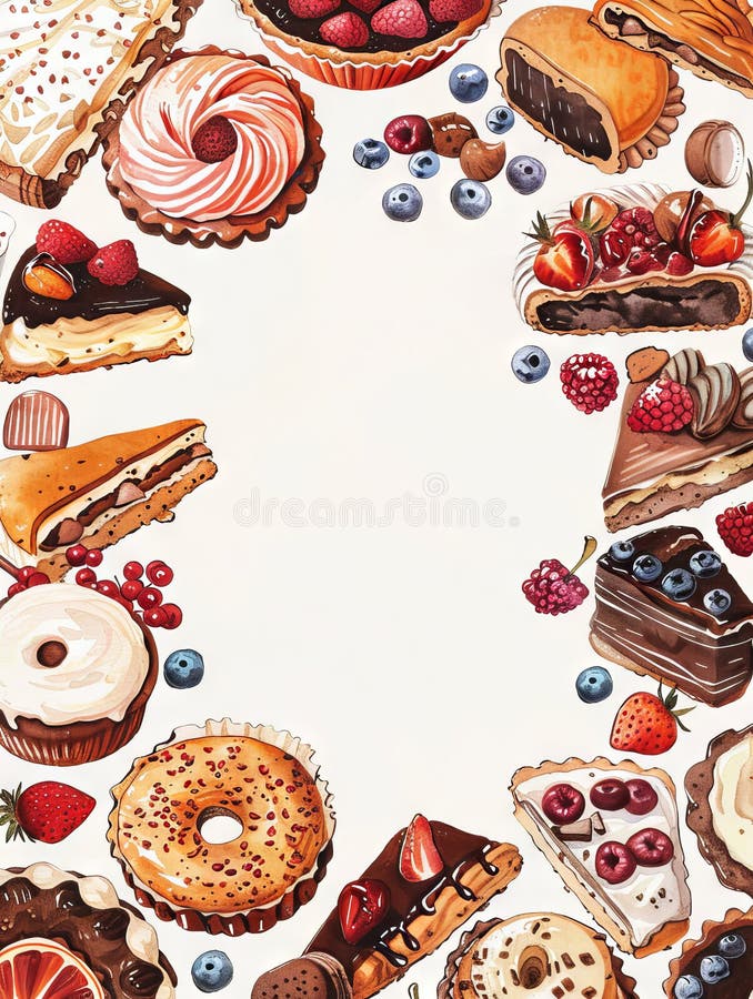 Bakery background graphic stock illustration. Illustration of treats ...
