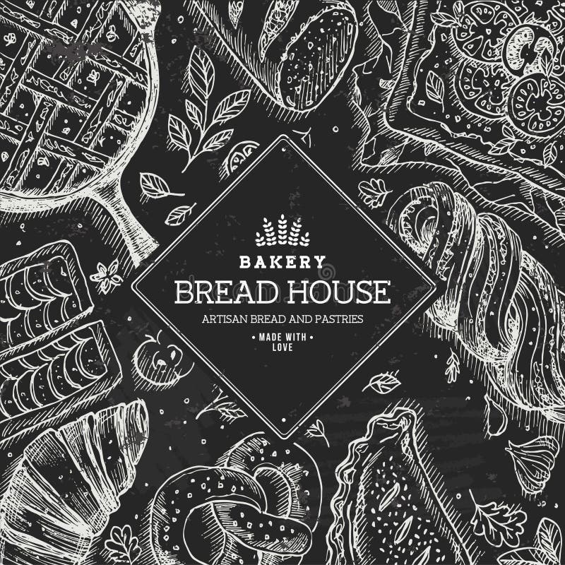 Bakery Background. Linear Graphic. Bread and Pastry Collection. Bread ...