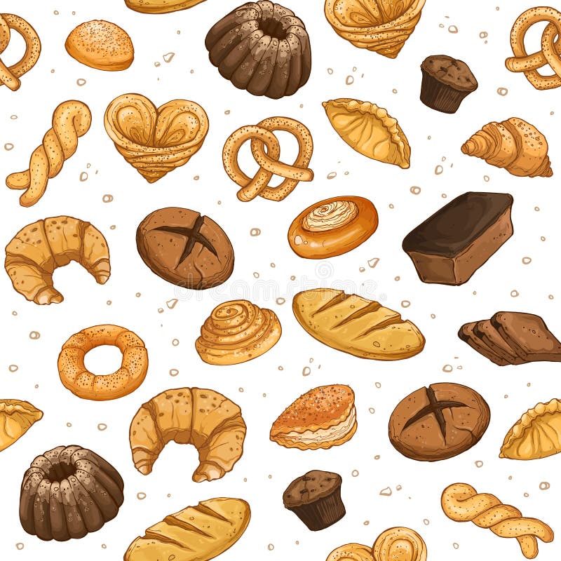 Bakery seamless background stock vector. Illustration of line - 114061489