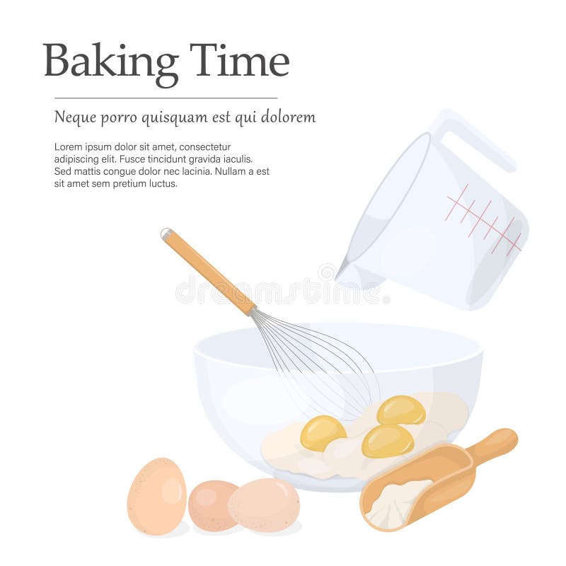 Bakery Baking Process Template with Tools and Eggs Stock Illustration ...