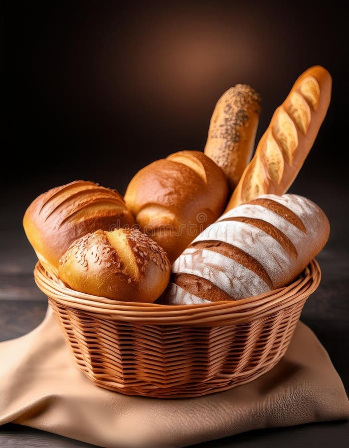 Bakery Basket Filled with Assorted Sweet Bread, Representing a Variety ...