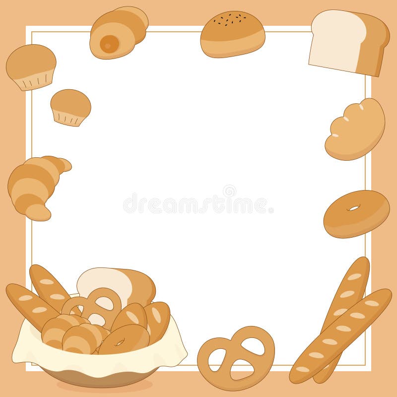 Bakery Bread Basket Frame 1 Stock Vector - Illustration of pretzel ...