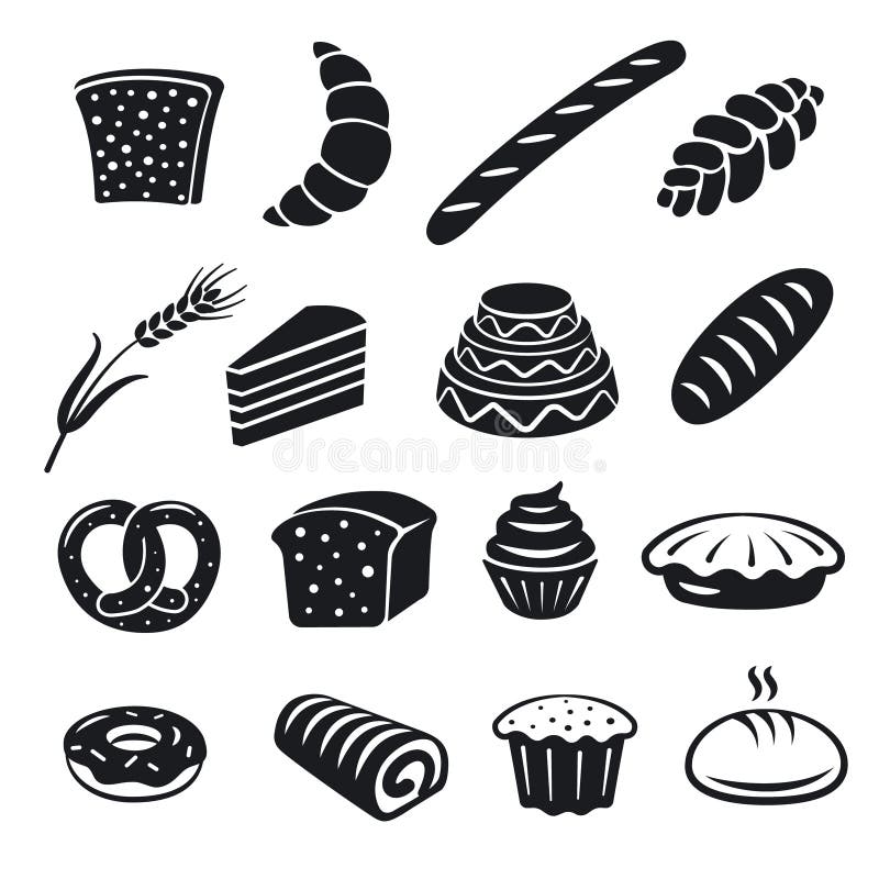 Bakery and bread icons stock vector. Illustration of slice - 156797692