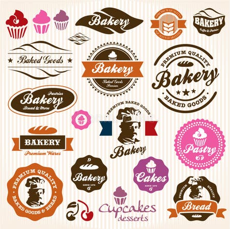 Bakery Bread Pastry Badges and Labels Stock Vector - Illustration of ...