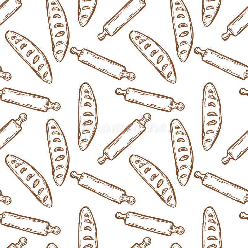 Bakery Bread Pattern in Retro Style. Vintage Breads Shop Endless ...