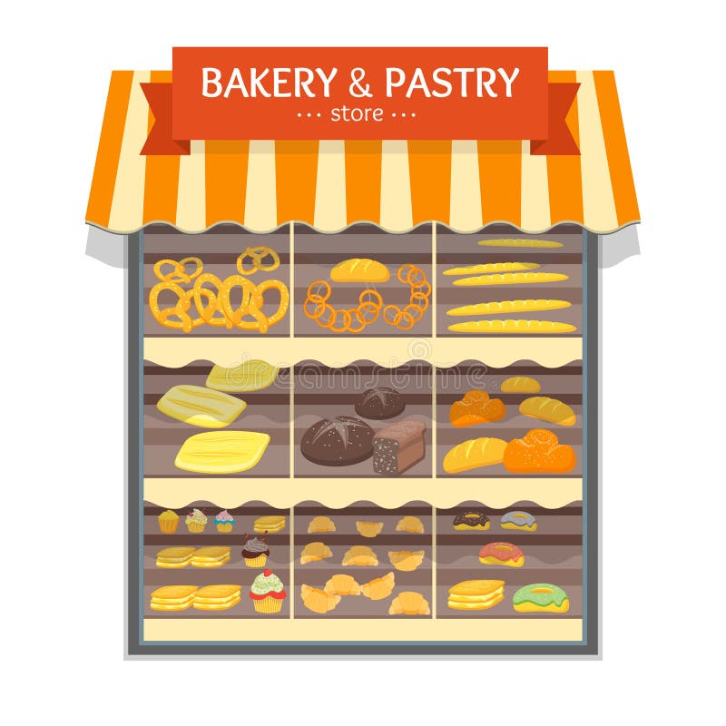 Bakery and Bread Products Showcase Store. Vector Stock Vector ...