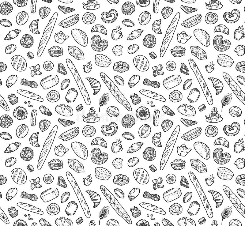Bakery Production Vector Seamless Pattern Stock Vector - Illustration ...