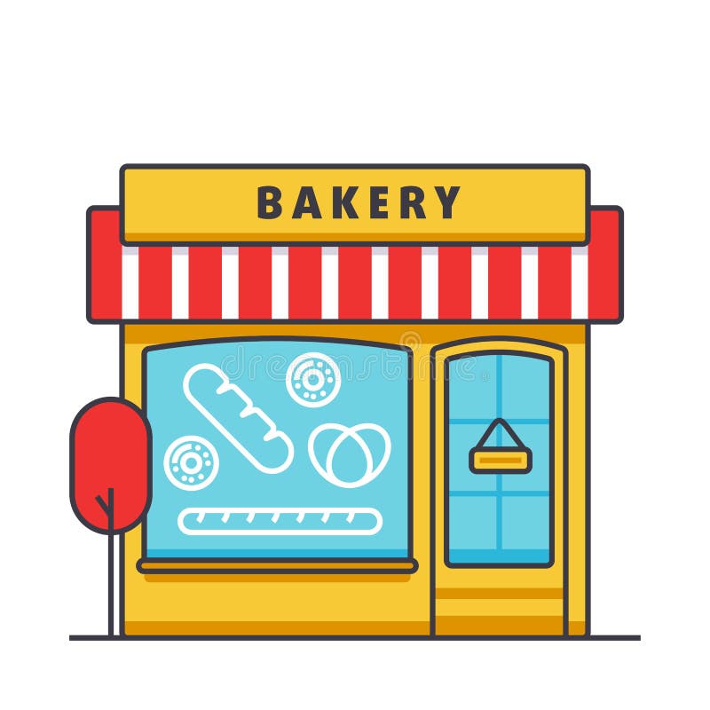Bakery Building Flat Line Illustration, Concept Vector Isolated Icon ...