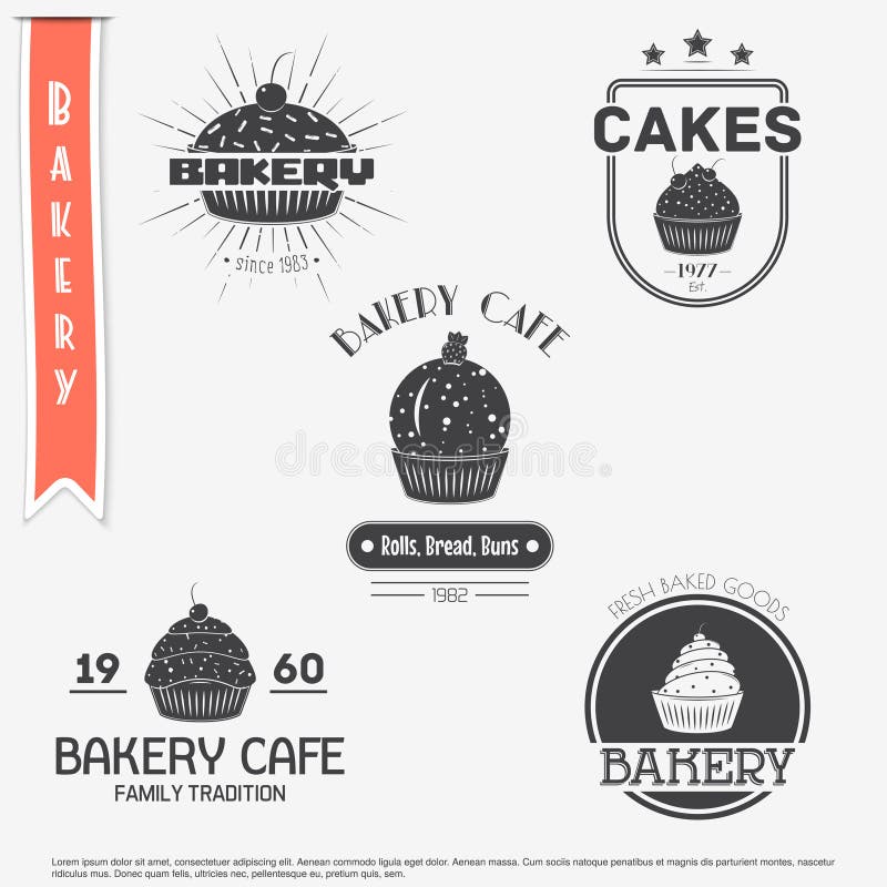 Bakery Cafe. the Food and Service. Set of Typographic Labels, Logos ...
