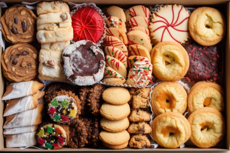 Bakery Case Filled with Assorted Holiday Cookies and Pastries Stock ...