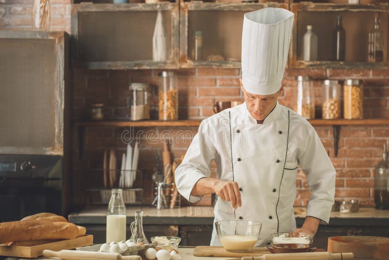 Bakery Chef Cooking Bake in the Kitchen Professional Stock Image ...
