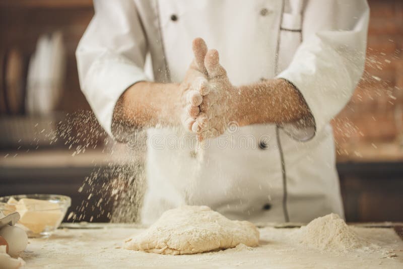Bakery Chef Cooking Bake in the Kitchen Professional Stock Image ...