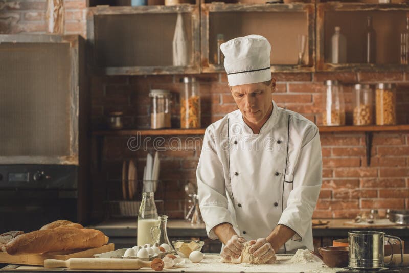 Bakery Chef Cooking Bake in the Kitchen Professional Stock Photo ...